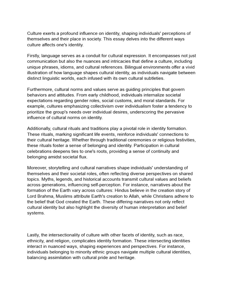 How Culture Shapes Identity Formation | PDF | Identity (Social Science ...