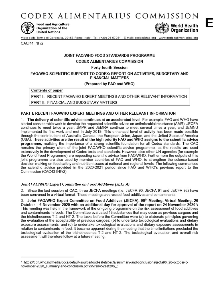 Joint FAO/WHO Expert Committee On Food Additives (JECFA) : November ...
