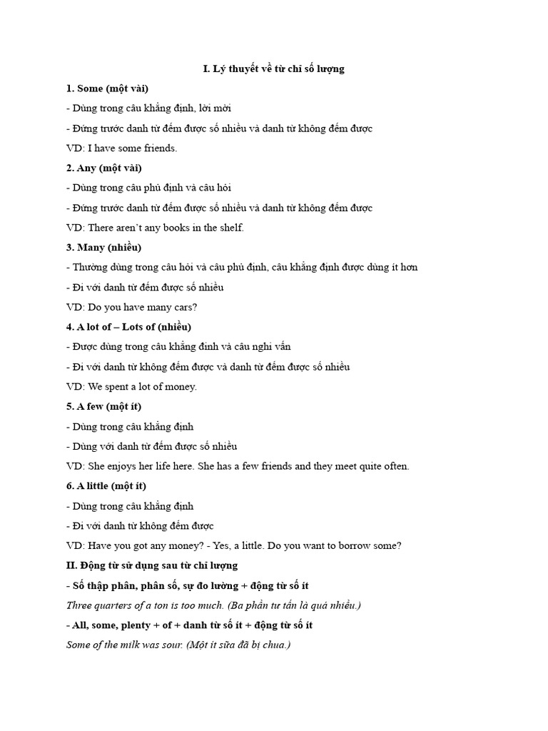 Quantity Words in English Grammar | PDF | Foods