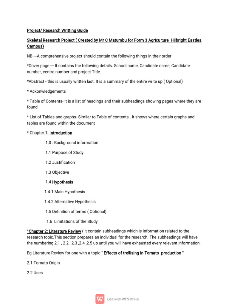Agric Project Guide | PDF | Data Analysis | Methodology