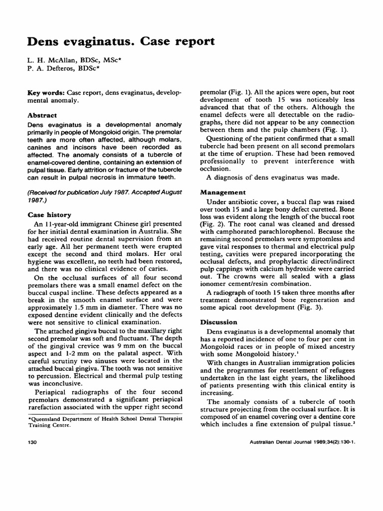 Dens Evaginatus Case Report | PDF | Human Tooth | Dental Anatomy