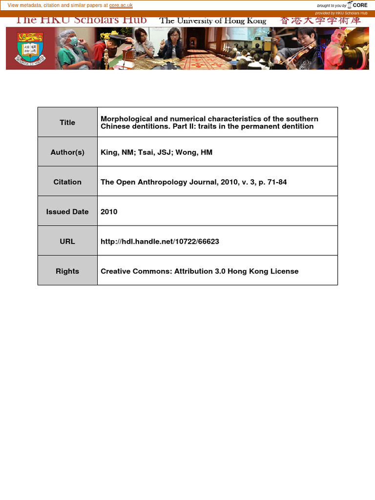 Southern Chinese Dental Traits Study | PDF | Dental Anatomy | Dentistry