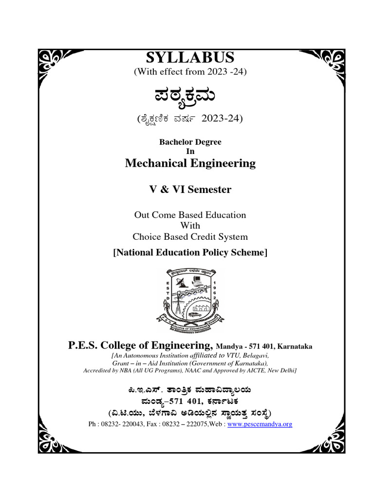 V & VI Semester (P21 Scheme) (ME) | PDF | Stress (Mechanics) | Entrepreneurship