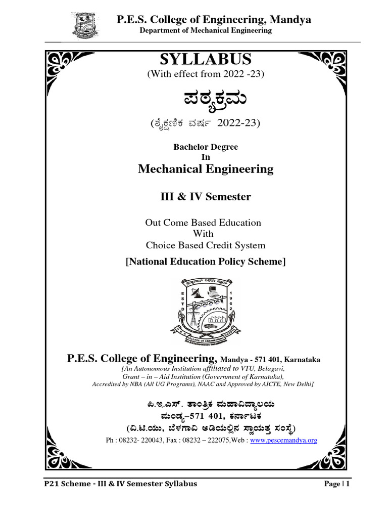 3rd and 4th Semester Syllabus (ME) - 2021 | PDF | Partial Differential ...