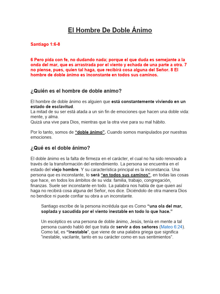 El Hombre de Doble Ánimo | Descargar gratis PDF | Amor | Fe
