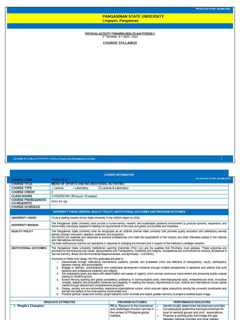 Final Path Fit 4 Syllabus | PDF | Sustainability | Civic Engagement