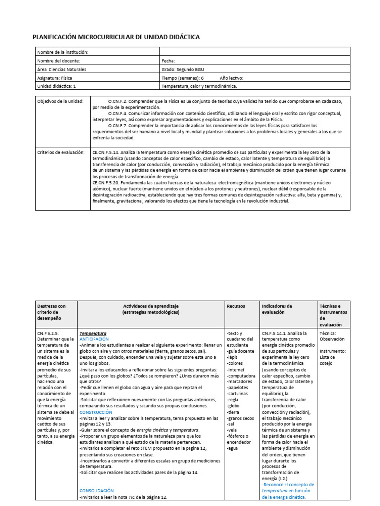 CN F2 U1 Planf | PDF | Calor | Temperatura