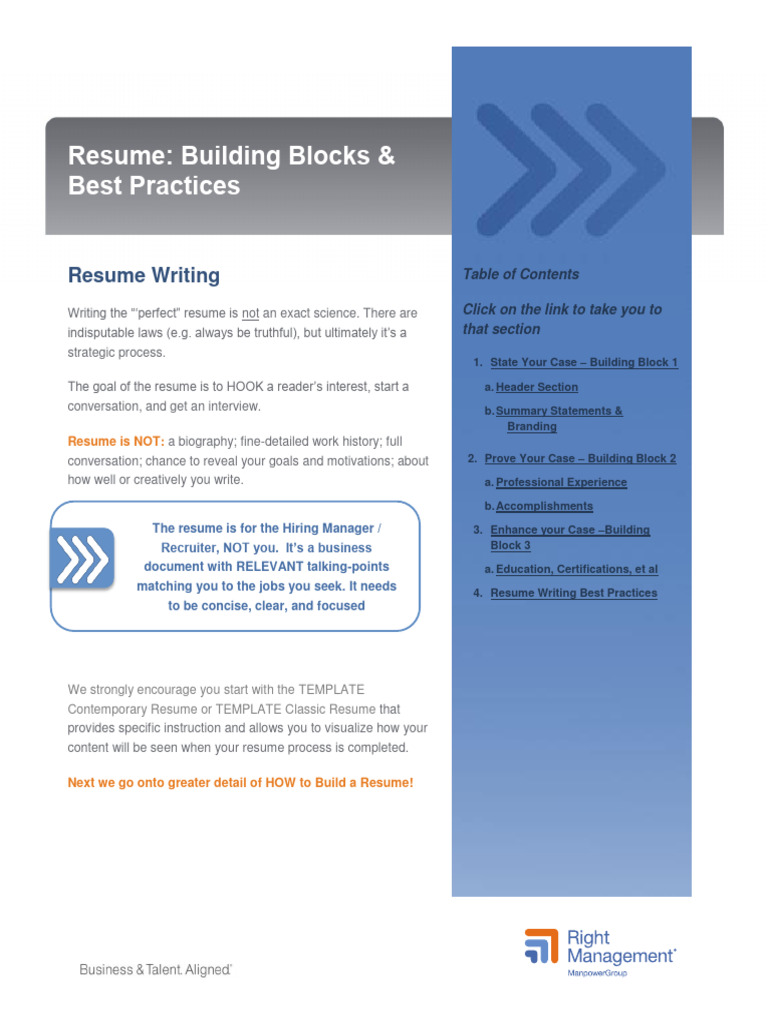 13 Resume Building Blocks FINAL 070218 | PDF | Résumé | Employee Retention