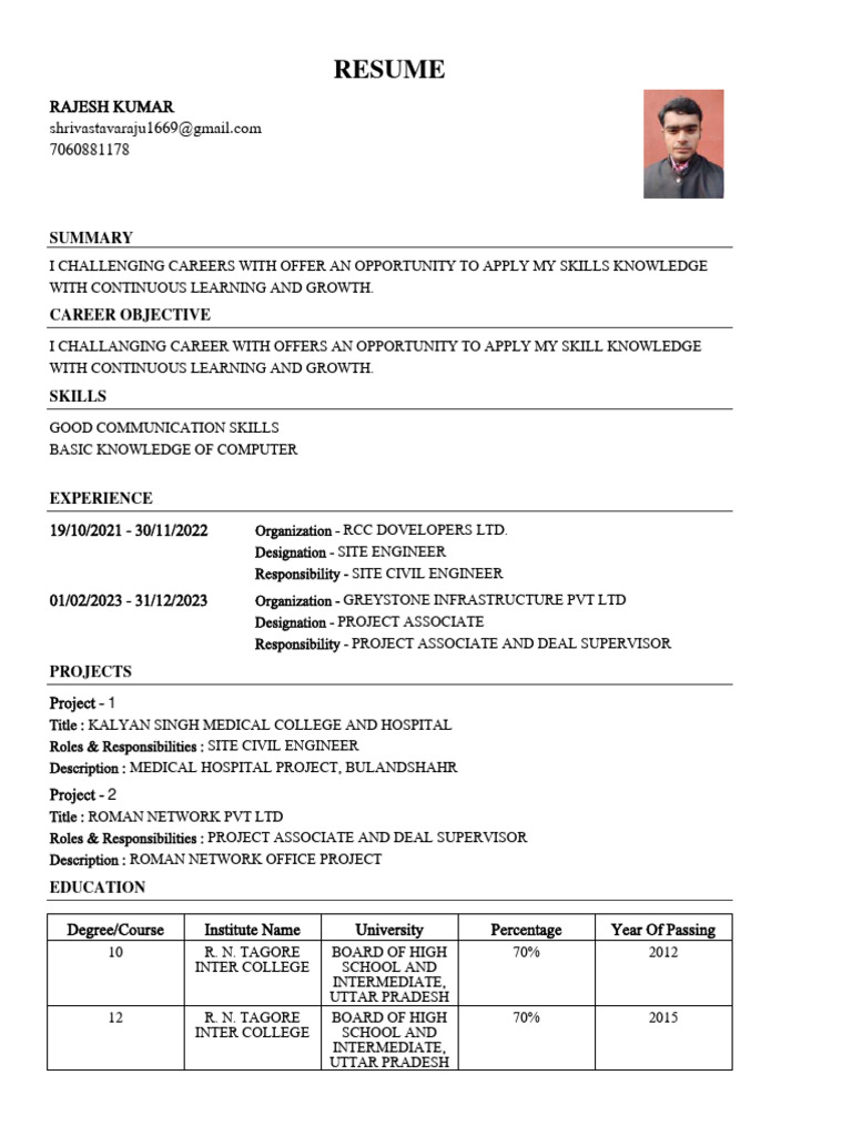 UPDATE RESUME RAJESH - Compressed | Download Free PDF | Cognition
