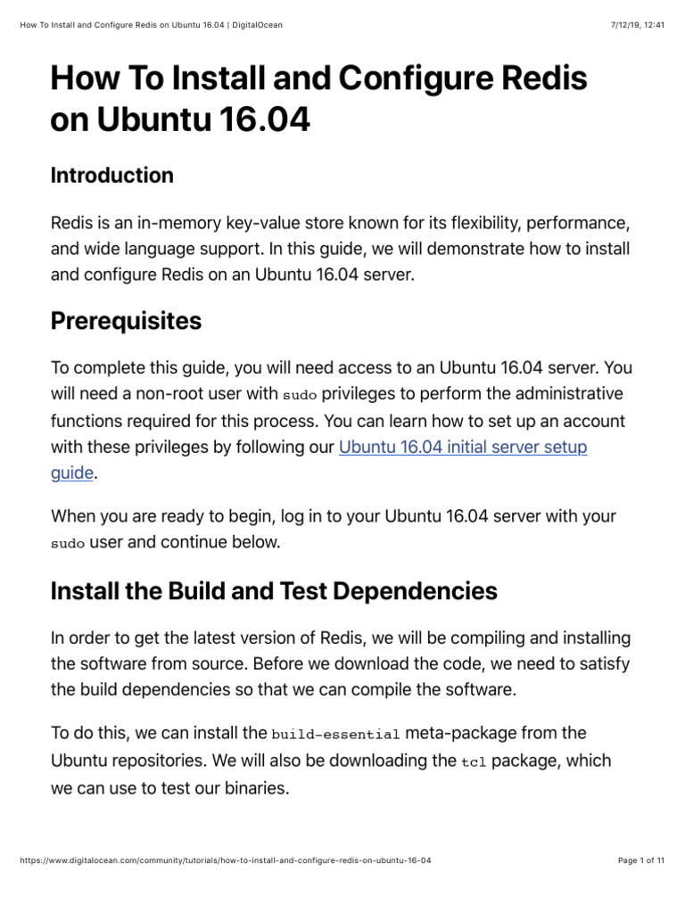 Install Redis on Ubuntu 16.04 Guide | PDF | Operating System Technology | Computing