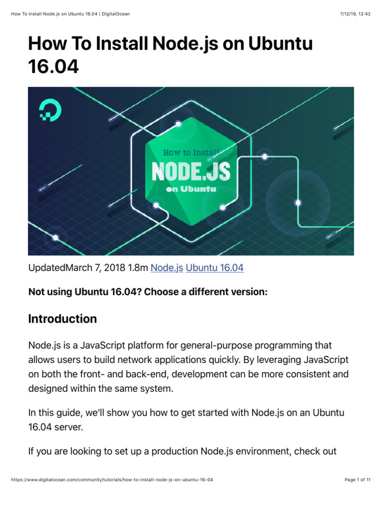 How To Install Node - Js On Ubuntu 16.04 - DigitalOcean | PDF | Software | Computer Architecture