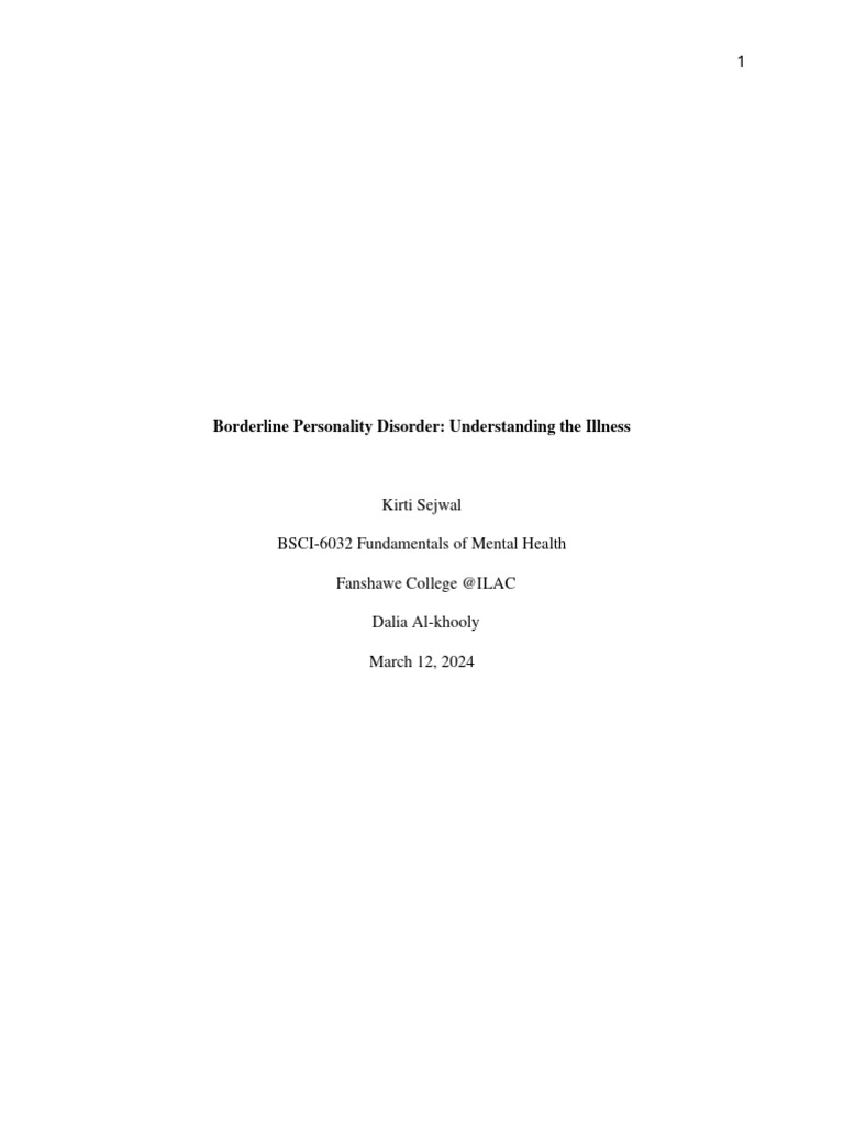 Research Paper BPD | PDF | Borderline Personality Disorder | Mental ...