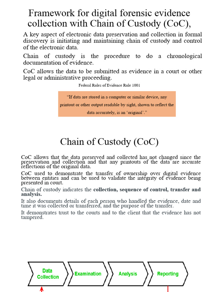 Framework For Digital Forensic Evidence Collection With Chain of Custody (Coc) | PDF | Digital ...