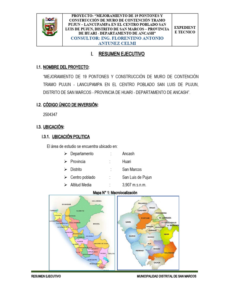 I.resumen Ejecutivo Pontones Pujun | PDF | Precipitación | Cantera