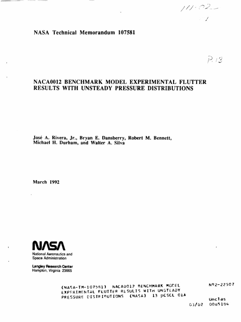 Nasa Technical Memorandum 107581 | Download Free PDF | Mach Number ...
