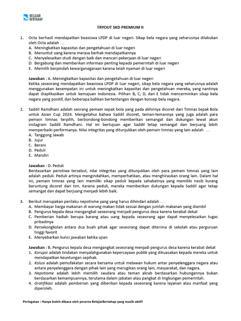 Tryout SKD Premium Ii | PDF