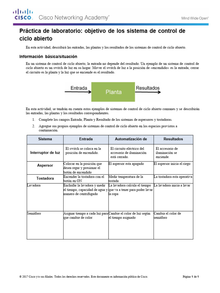 1.1.3.9 Lab - Open-Loop Control System | PDF | Lavadora | Sistema de control