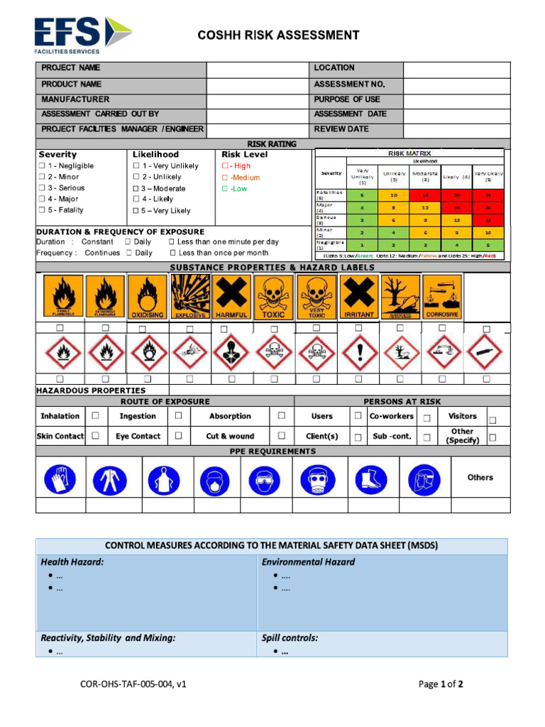 FG 9 - COSHH Assessment | PDF