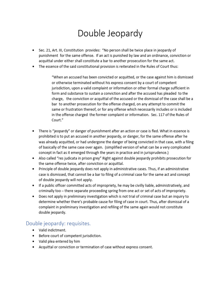 Double Jeopardy | PDF | Acquittal | Double Jeopardy