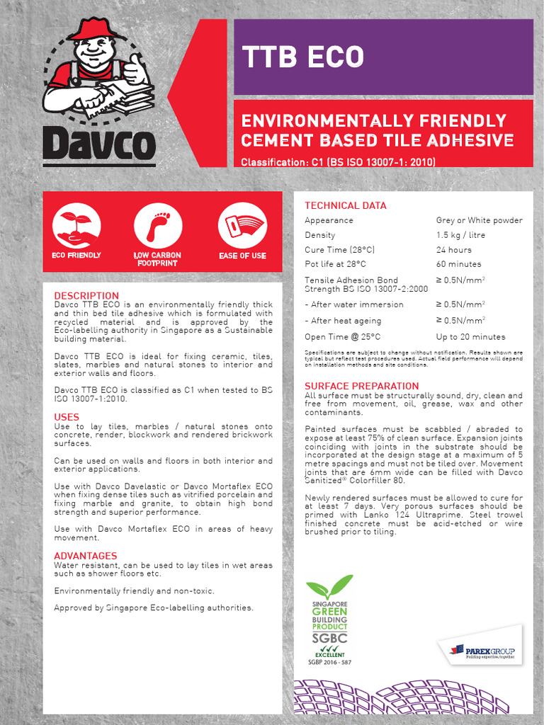 Davco Ttb Eco | PDF | Tile | Adhesive