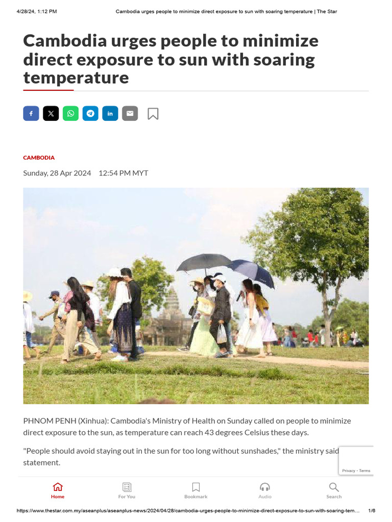 Cambodia Urges People To Minimize Direct Exposure To Sun With Soaring ...