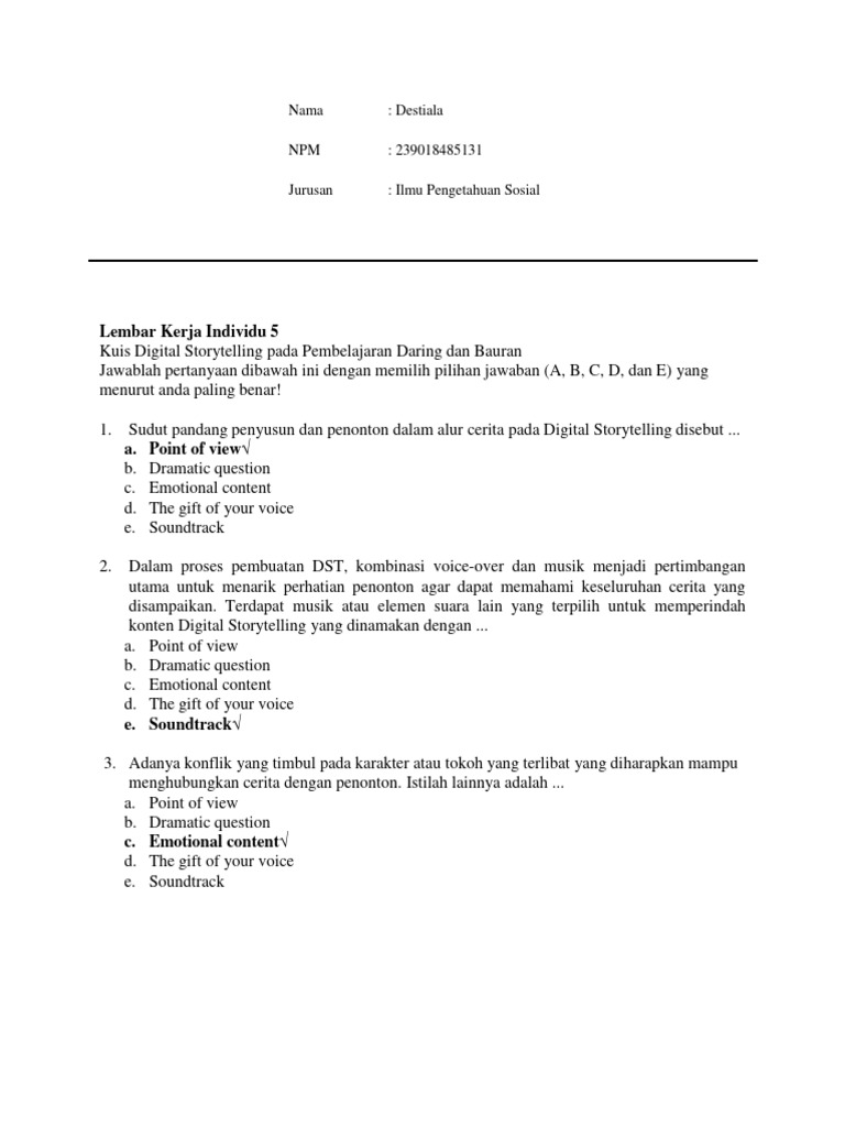 Contoh Digital Storytelling dalam Pembelajaran | PDF