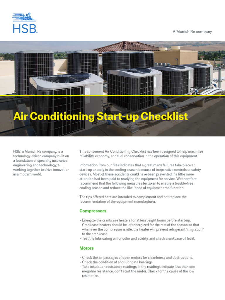 Ac Start Up Checklist | Download Free PDF | Mechanical Engineering ...