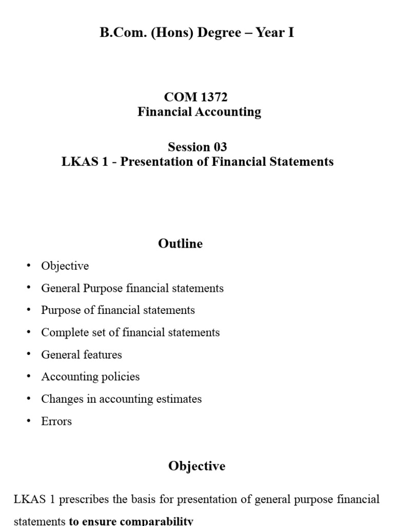 Session 03 - Part I - Presentation of Financial Statements | PDF ...