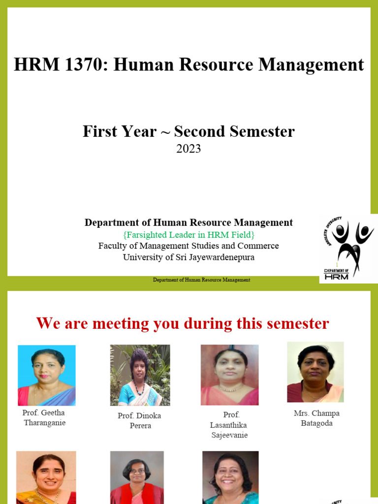 Introduction To HRM | PDF | Human Resource Management | Human Resources