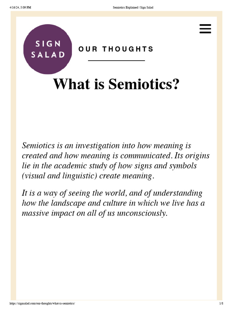 Semiotics Explained - Sign Salad | PDF | Semiotics | Social Sciences