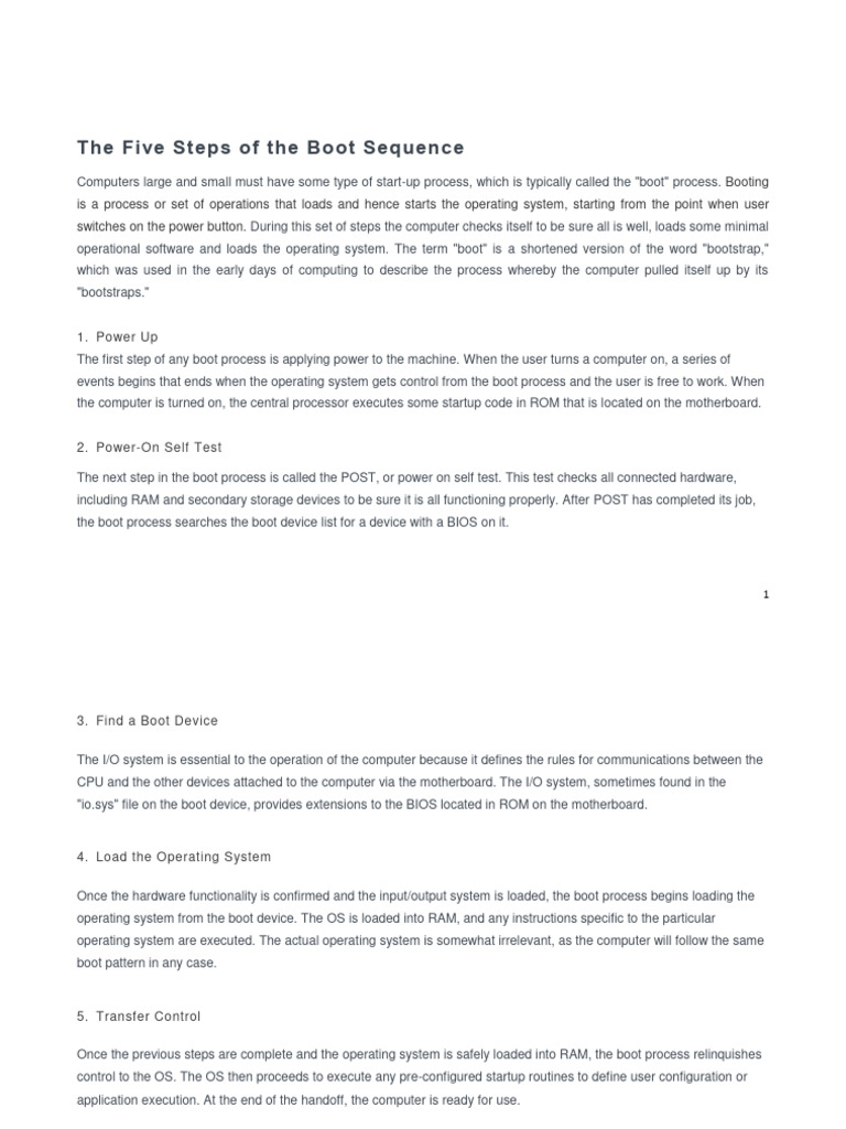 Computer Bootup Process | PDF | Booting | Operating System