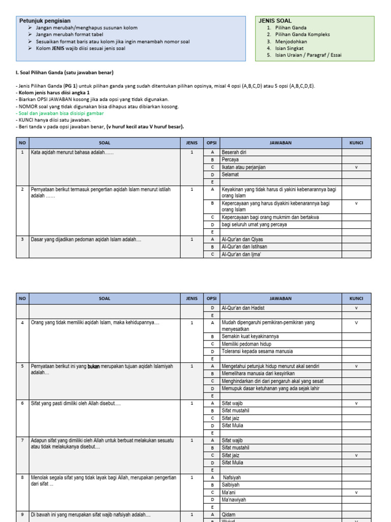Template Soal CBT | PDF