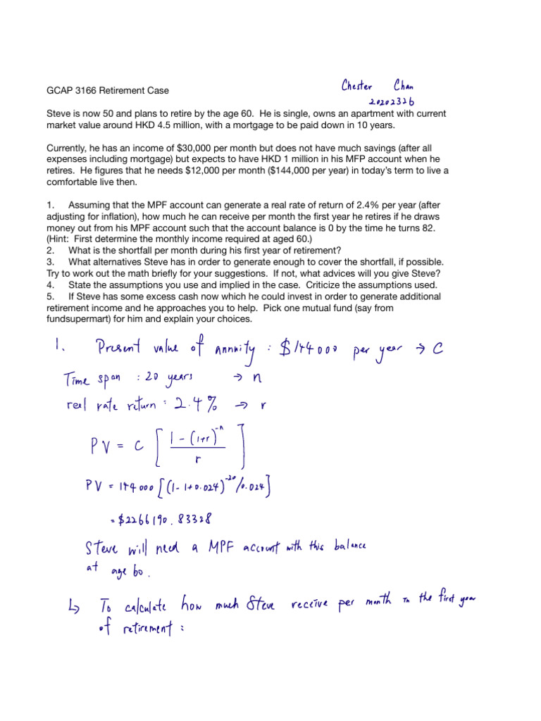 GCAP Individual Assignment 3 | PDF | Present Value | Retirement