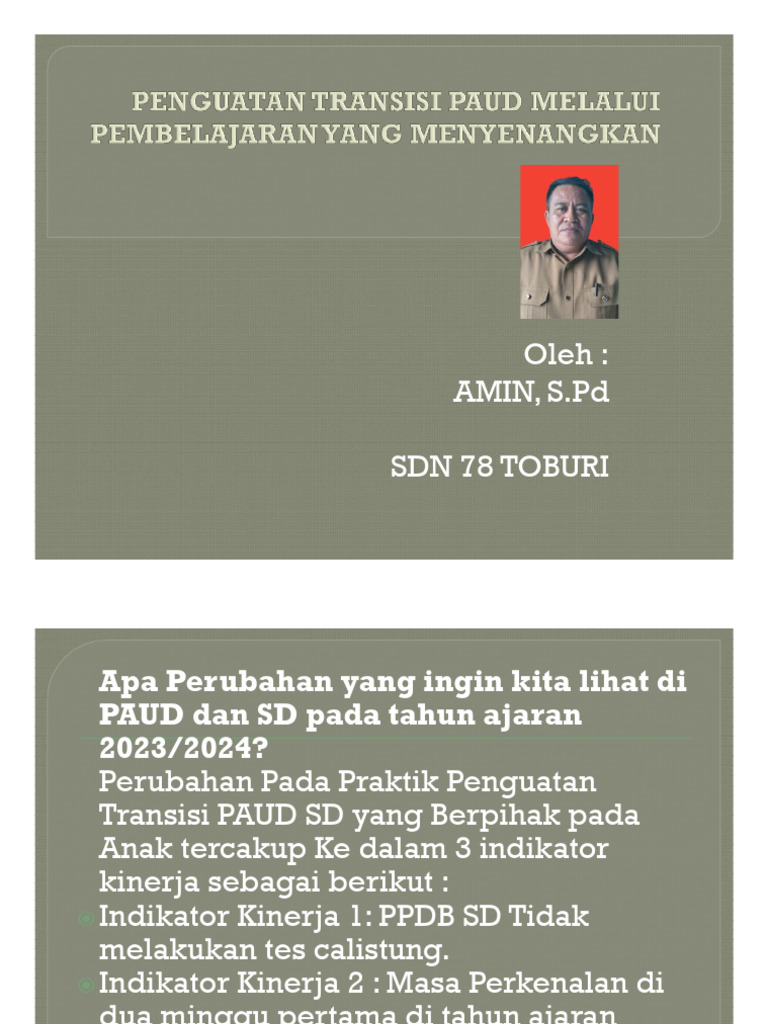 Aksi Nyata Topik 2 Transisi Paud Amin | PDF