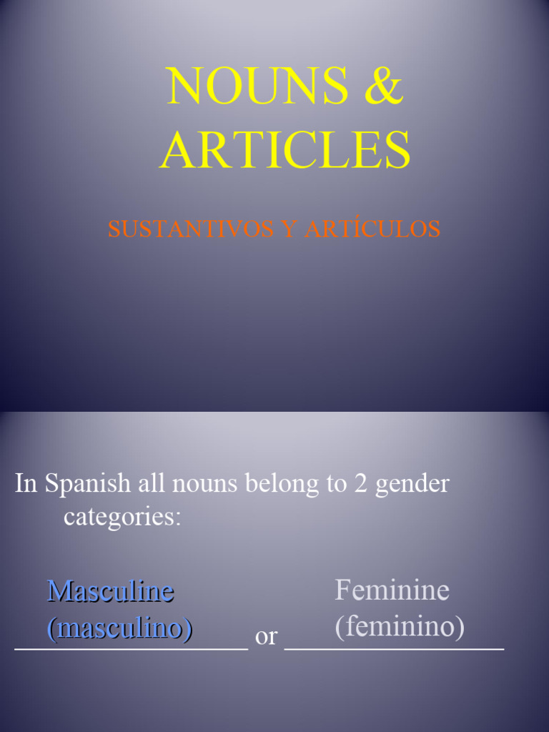 8-SER Exercise Nouns and Articles in Spanish - 12!01!2024 | PDF ...