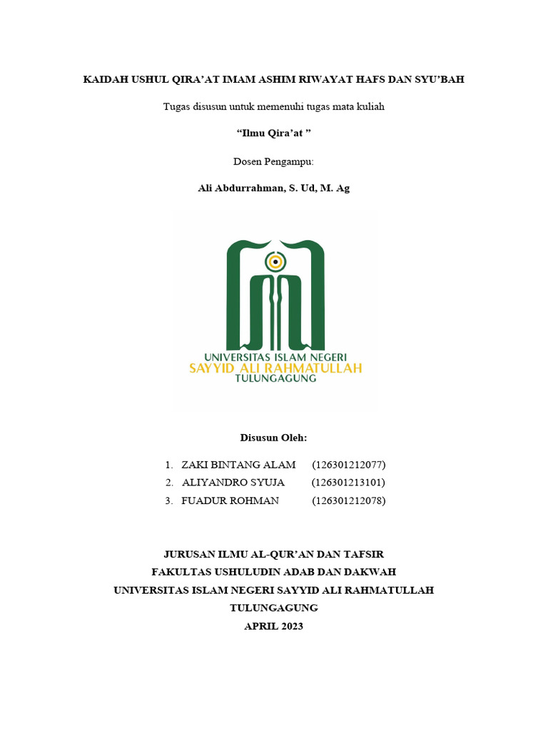 Kaidah Qira'at Imam Ashim Riwayat Hafs | PDF | Agama & Spiritualitas