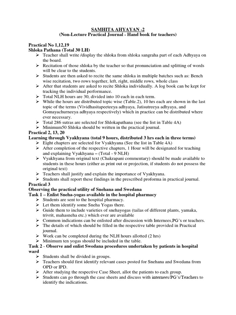 NCISM - II BAMS - AyUG-SA2 Journal Hand Book | PDF | Medicine | Ayurveda