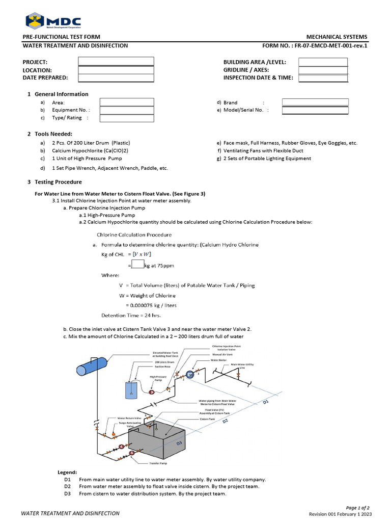 MDC Water Treatment and Disinfection FR 07 EMCD MET 001 Rev.1 1 | PDF ...