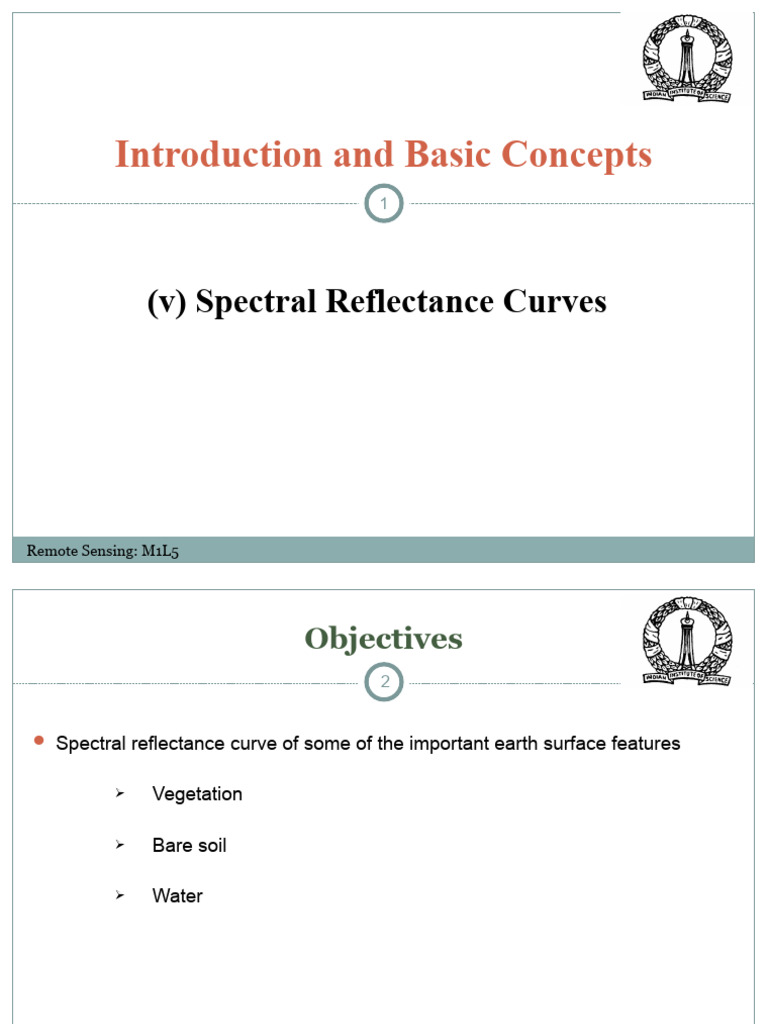 M1L5 Basic - Spectral Reflectance Curves | PDF | Infrared ...