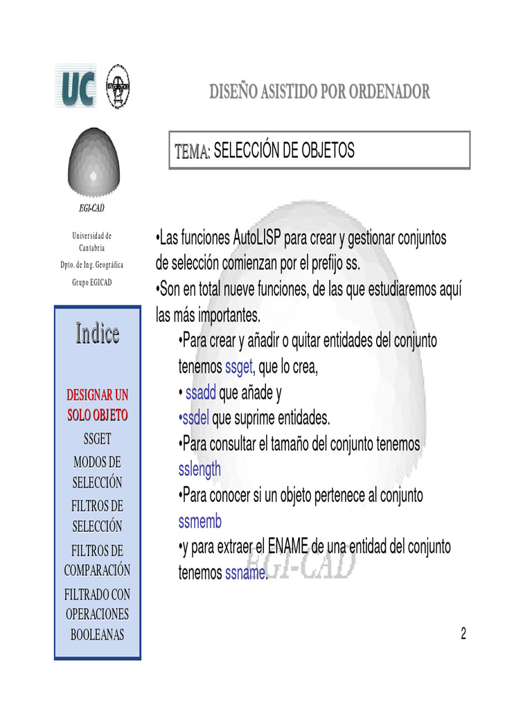 Funciones AutoLISP para Selección de Objetos | PDF