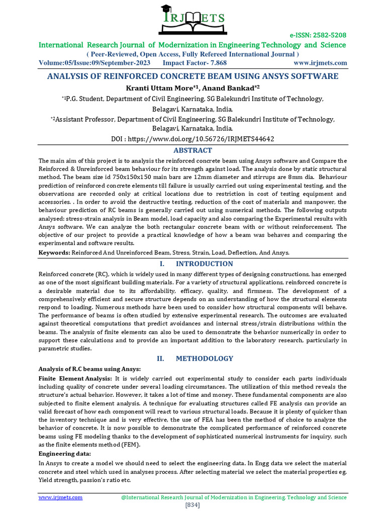 Reinforced Concrete Beam Analysis with ANSYS | PDF | Young's Modulus ...