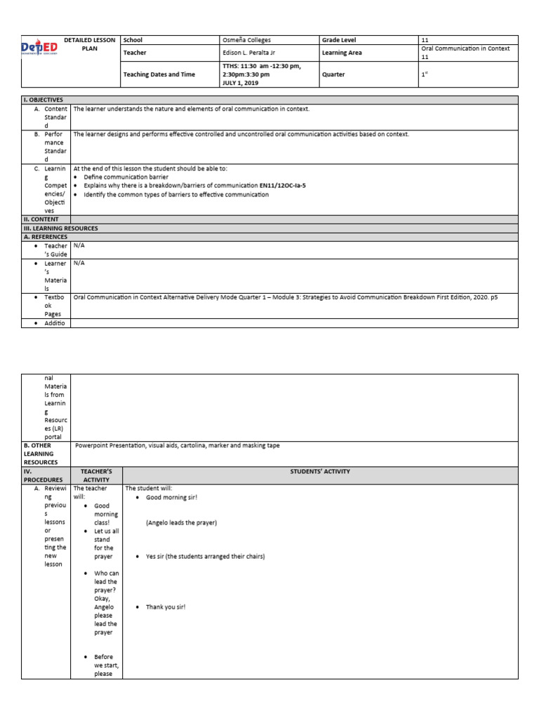 Edison Lesson Plan For Final Demonstrati | PDF | Learning | Communication