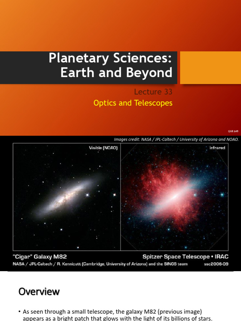 GNR649 Lecture33 Optics Telescopes | PDF | Mirror | Optics