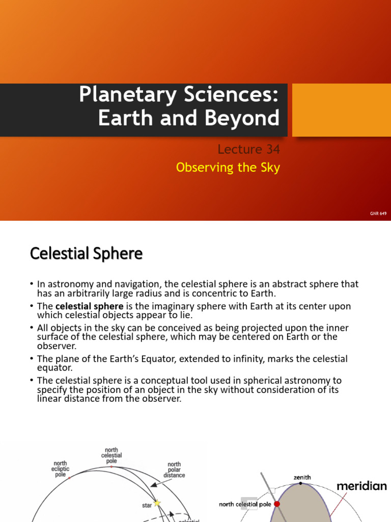GNR649_Lecture34_Observing_Sky | PDF | Apparent Magnitude | Astronomy