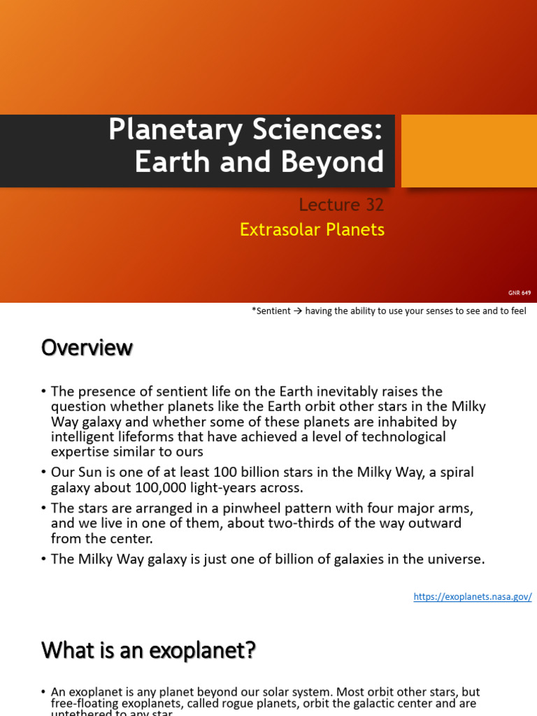 GNR649 Lecture32 Extrasolar Planets | PDF | Exoplanet | Milky Way