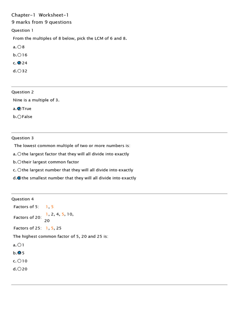 LCM and HCF Worksheet for Students | PDF | Teaching Methods & Materials