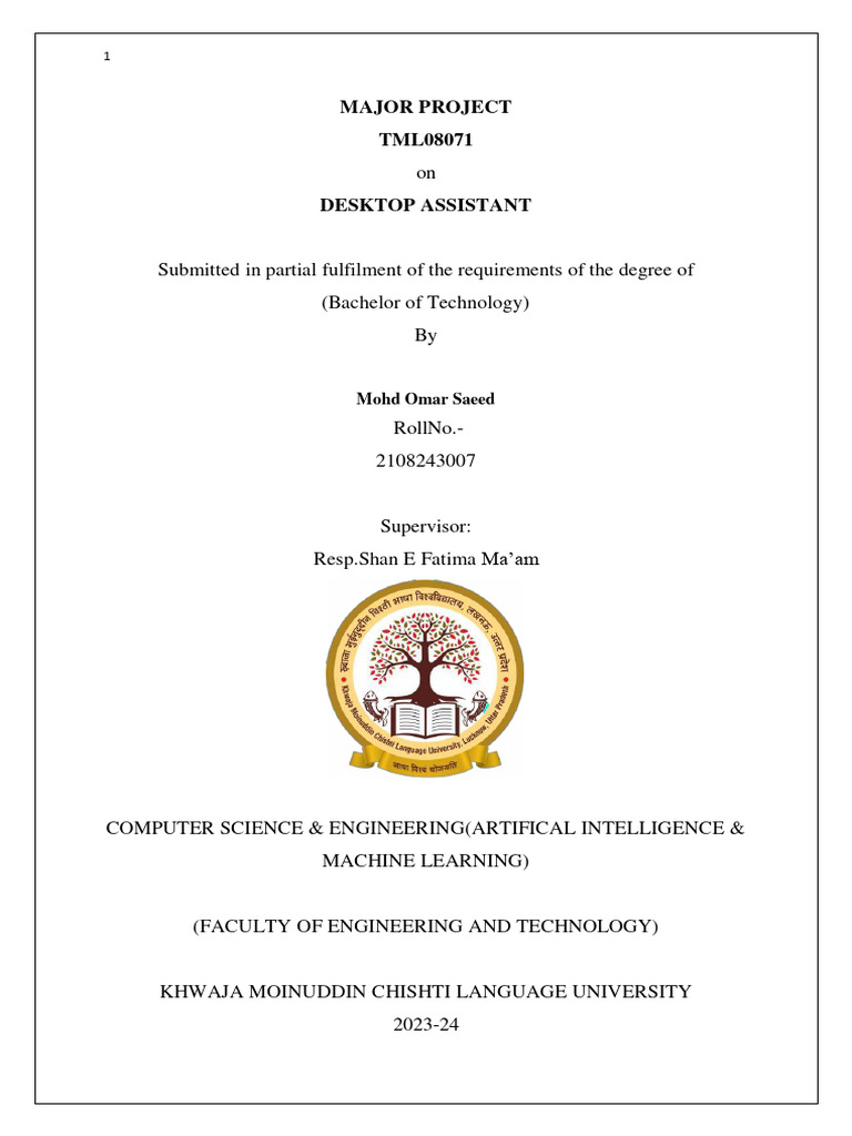 Omar Major Project Report | PDF | Operating System | Siri