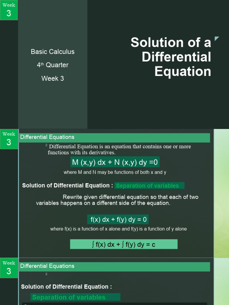 Differential Equations Solutions Guide | PDF | Equations | Ordinary ...