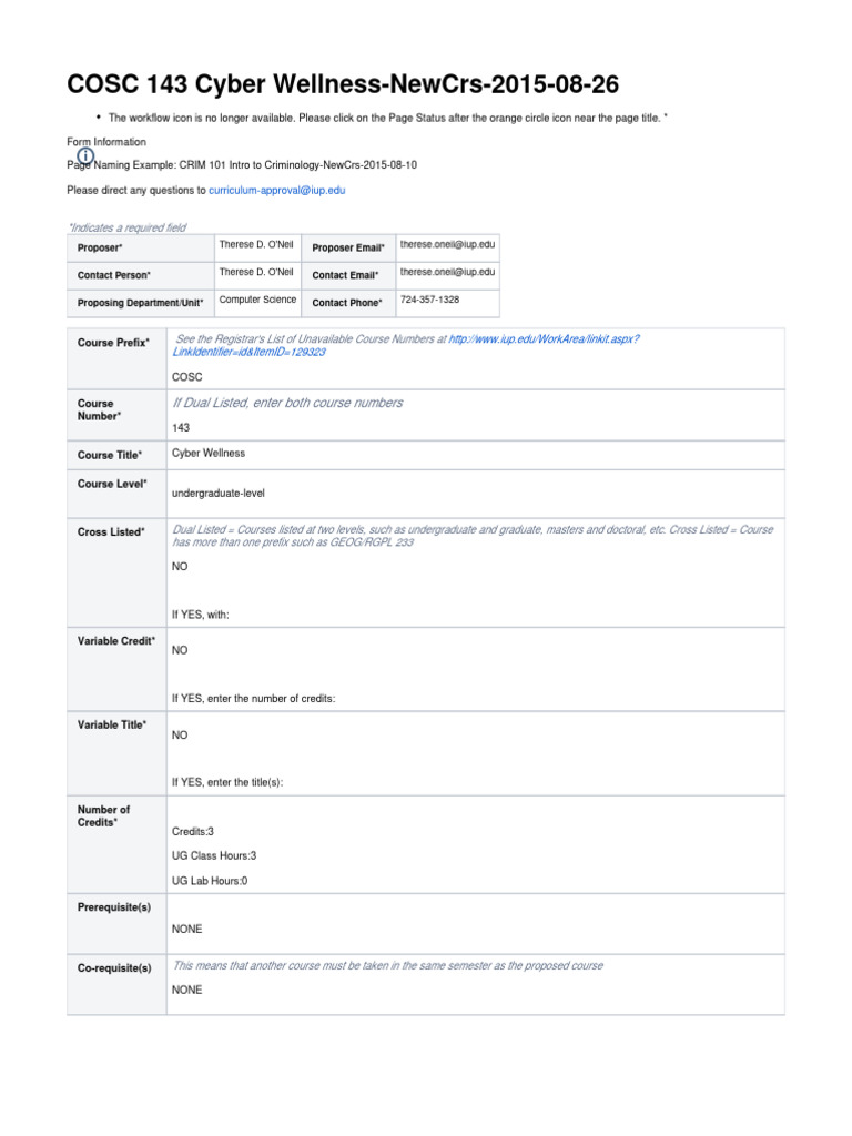 Course outline cosc-143-cyber-wellness-newcrs | PDF | Popular Culture & Media Studies | Social Media