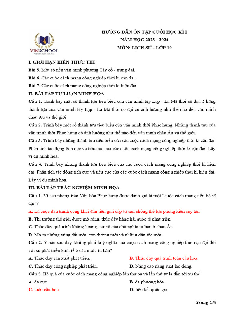 Su10 Huongdanontap CKI | PDF